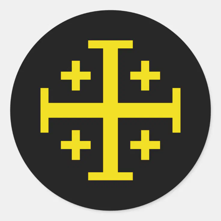 Jerusalem cross classic round sticker | Zazzle