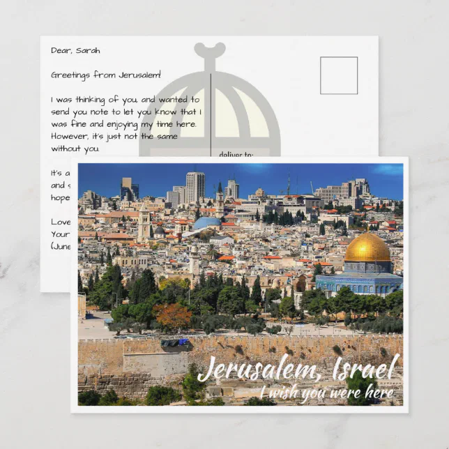 Jerusalem Israel with Wall and Dome of the Rock Postcard | Zazzle