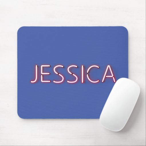 Jessica name in glowing neon lights mouse pad | Zazzle