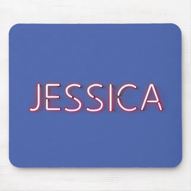 Jessica name in glowing neon lights mouse pad | Zazzle