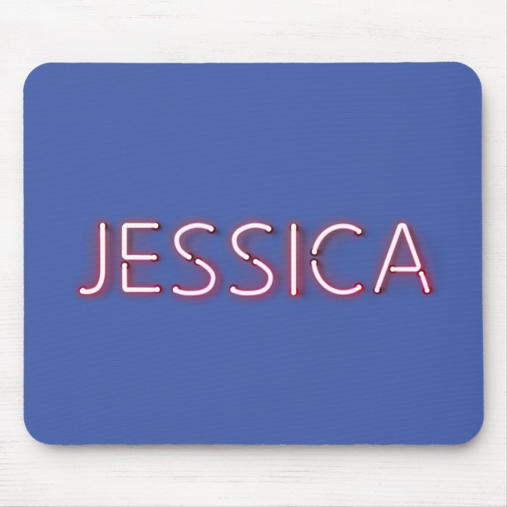 Jessica name in glowing neon lights mouse pad | Zazzle