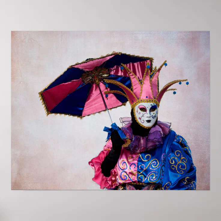 Jester Carnival Costume, Venice Poster | Zazzle