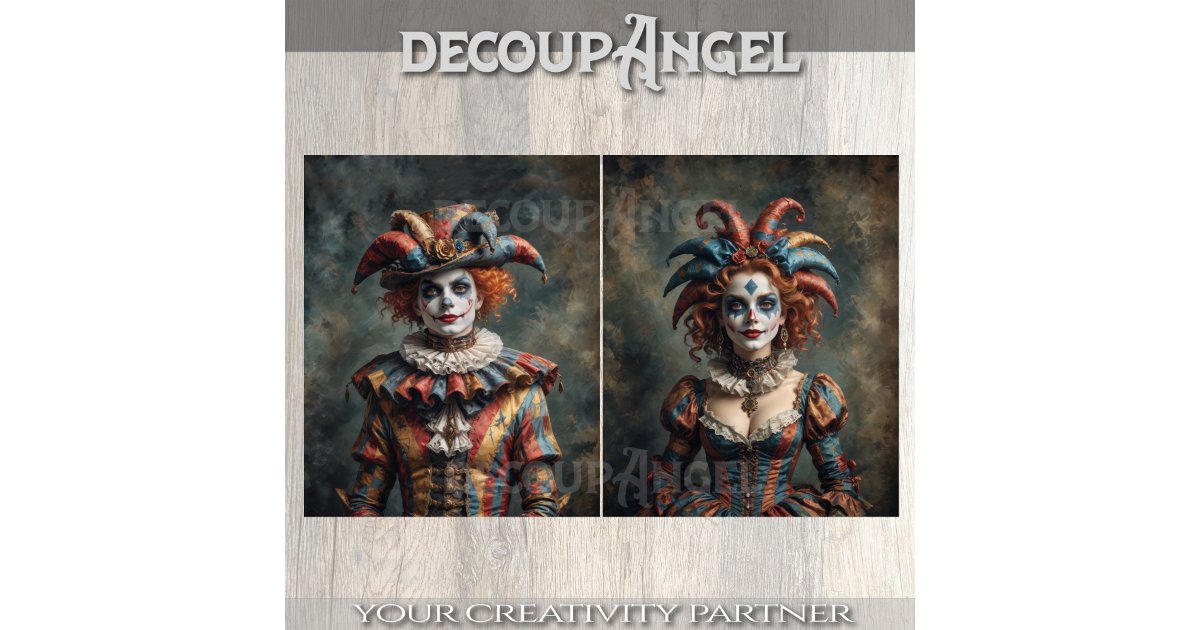 Jester Couple - 2 Designs - Decoupage - Tissue Paper | Zazzle