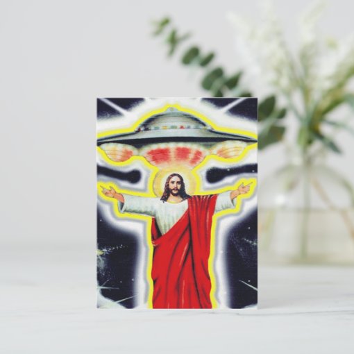 Jesus and a UFO Postcard | Zazzle