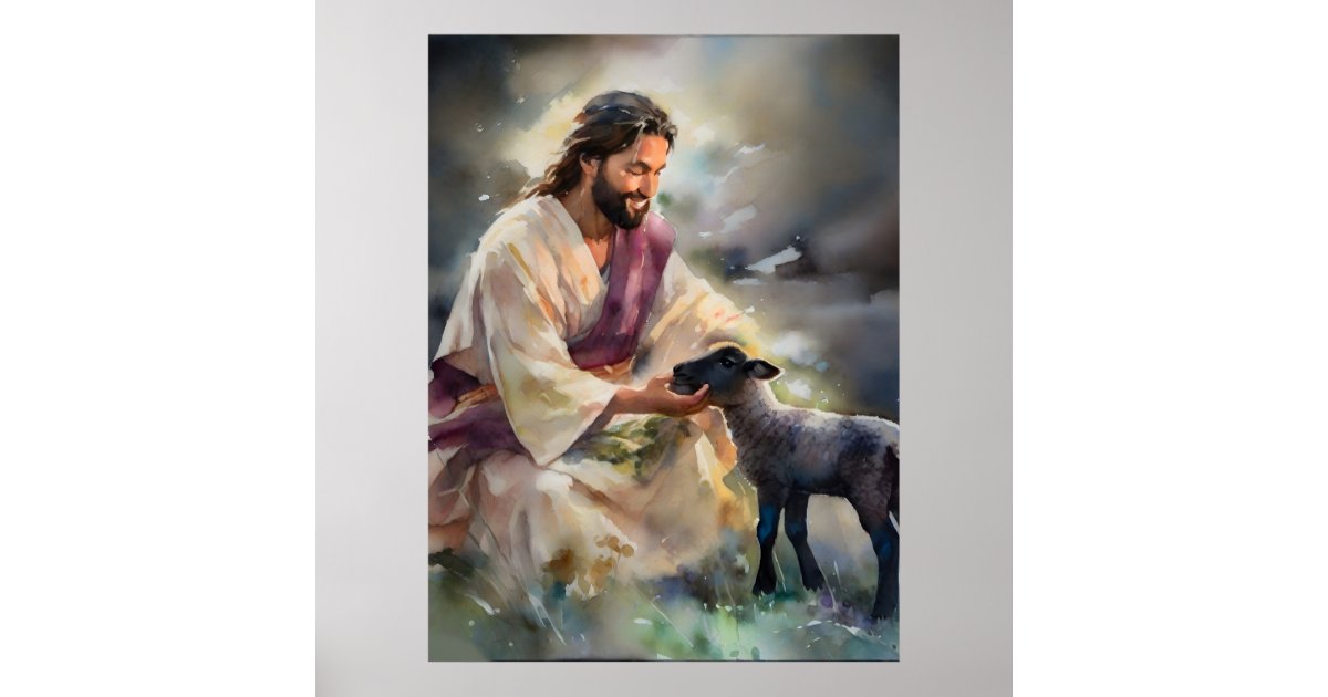 Jesus And The Lost Sheep Poster | Zazzle
