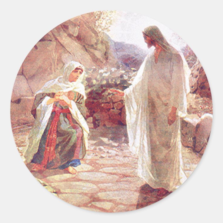 Jesus Appears To Mary Magdalene Classic Round Sticker | Zazzle