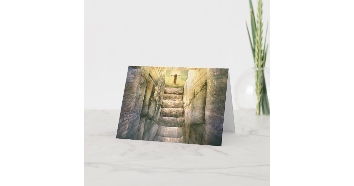Jesus at Empty Tomb Easter Resurrection Holiday Card | Zazzle