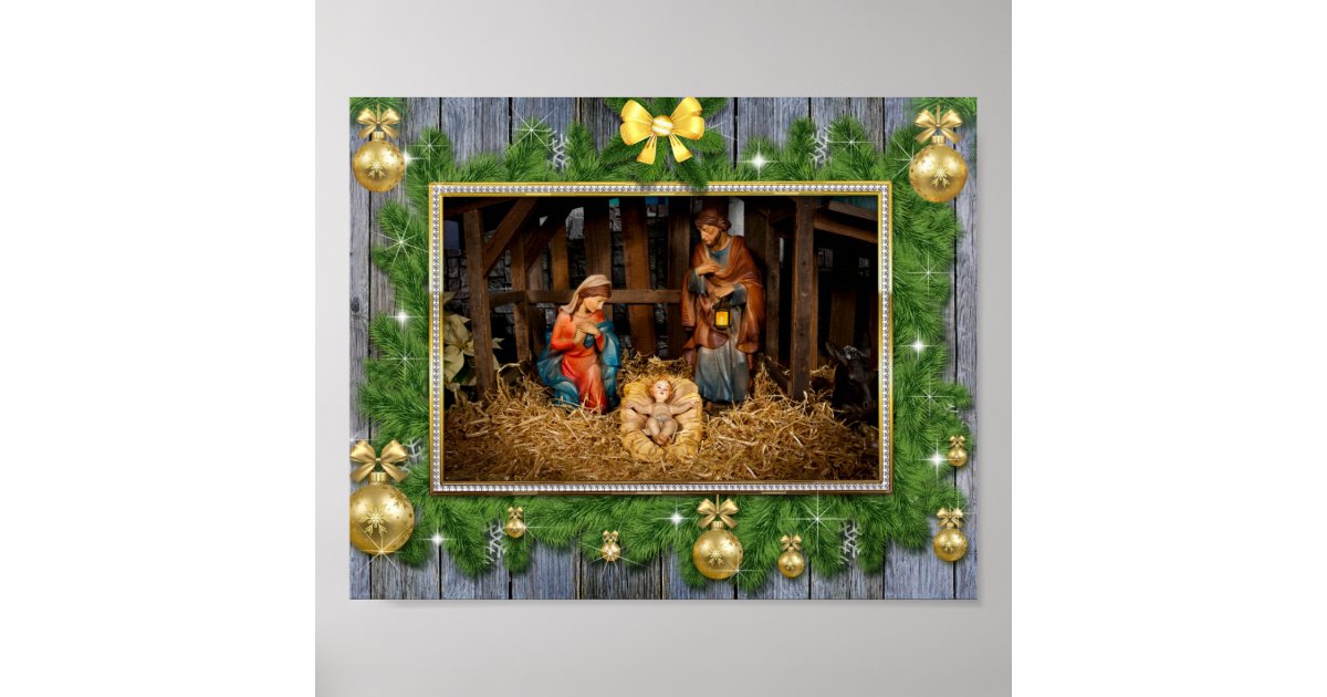 Jesus born manger poster | Zazzle