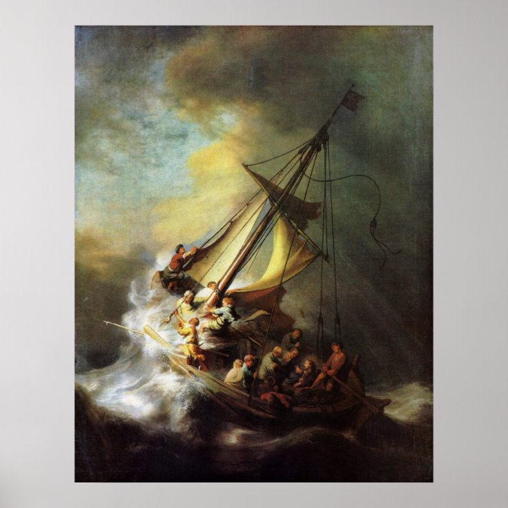 Jesus calming the Storm in The Sea of Galilee Poster | Zazzle