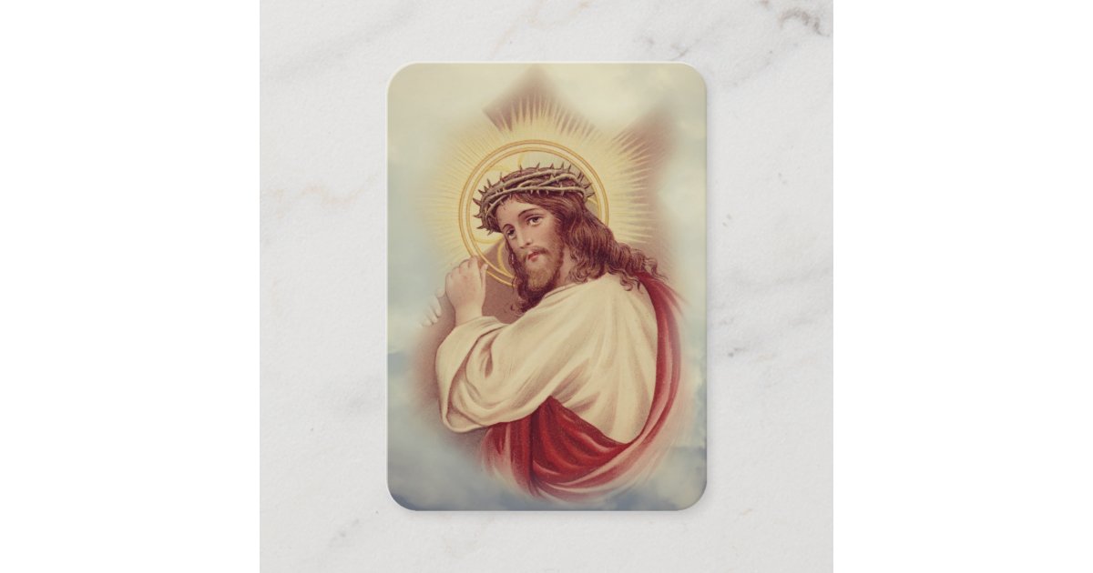 Jesus Carrying Cross Prayer Religious Holy Card | Zazzle