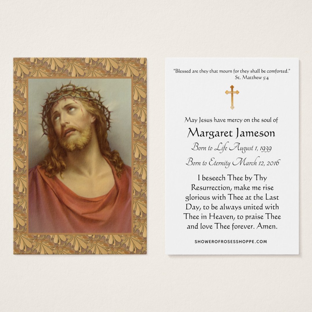 Jesus Catholic Funeral Memorial Holy Card - | Zazzle