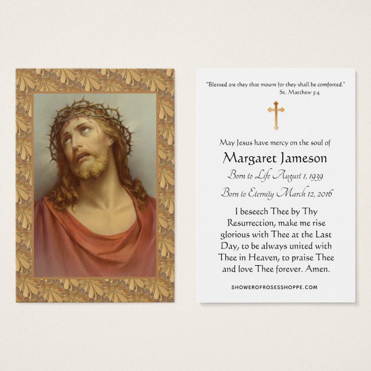 Jesus Catholic Funeral Memorial Holy Card - | Zazzle
