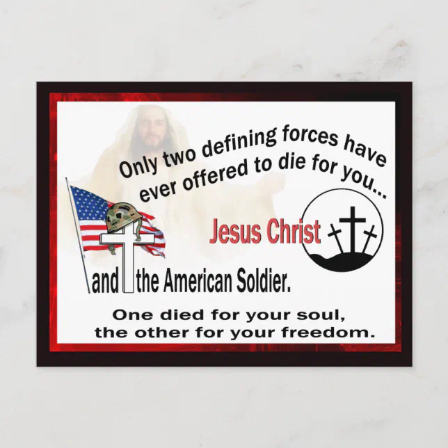 Jesus Christ And The American Soldier Postcard | Zazzle