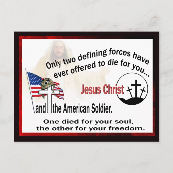 Jesus Christ And The American Soldier Postcard | Zazzle.com