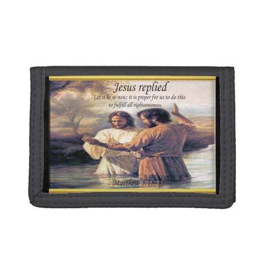 Jesus Christ Baptism image one Trifold Wallet | Zazzle.com
