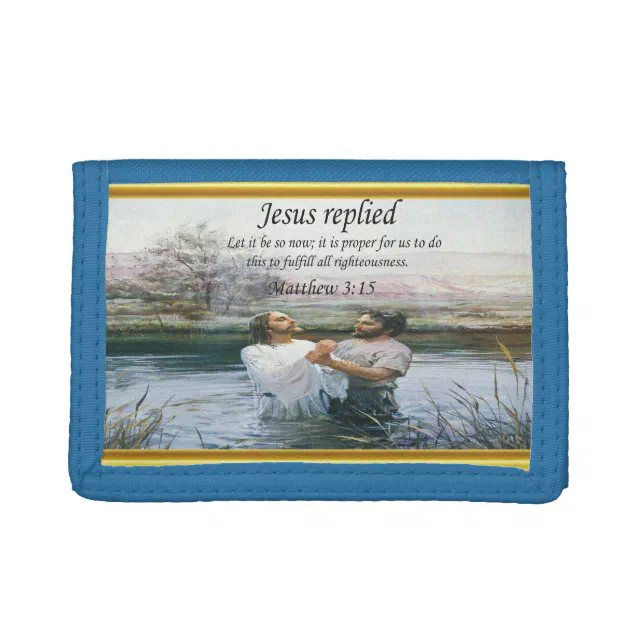 Jesus Christ Baptism image two Trifold Wallet | Zazzle