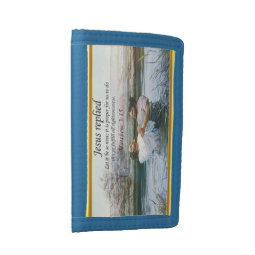 Jesus Christ Baptism image two Trifold Wallet | Zazzle