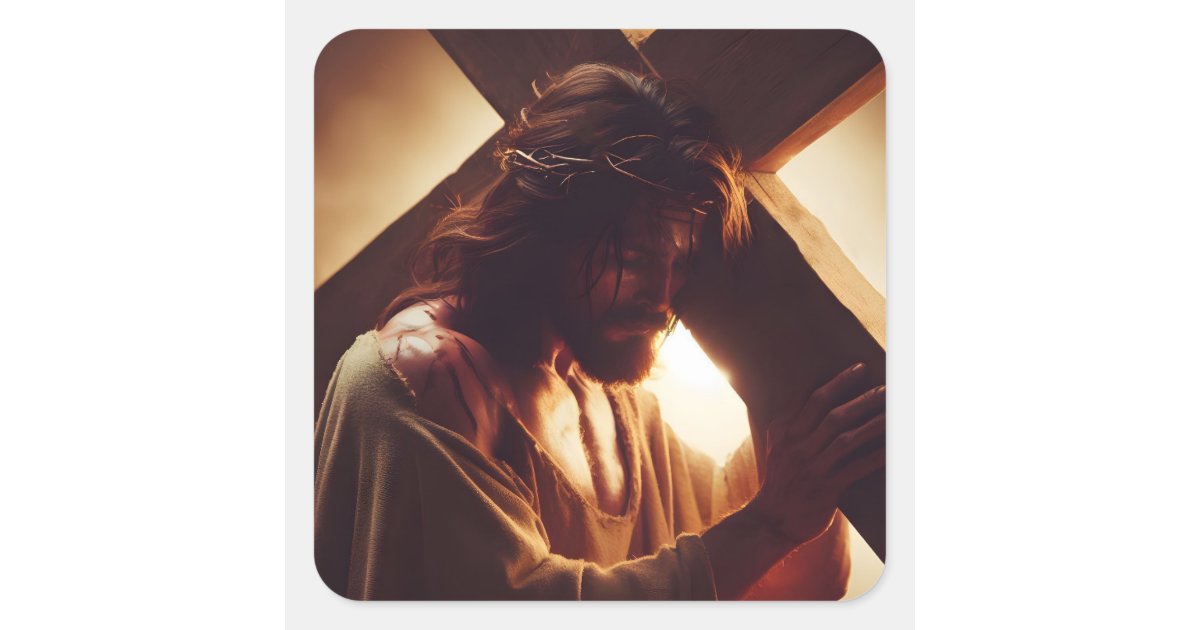 Jesus Christ Chosen Cross Religious Square Sticker | Zazzle