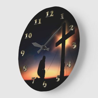 Jesus Christ Crucifixion Cross Large Clock | Zazzle