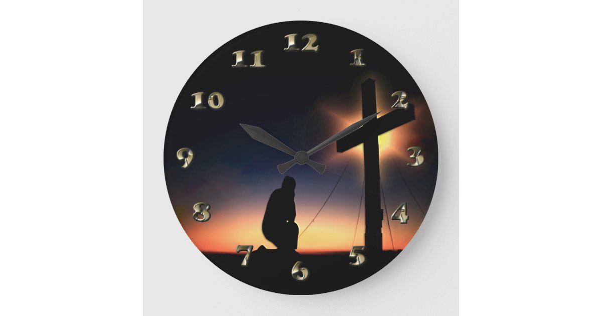 Jesus Christ Crucifixion Cross Large Clock | Zazzle