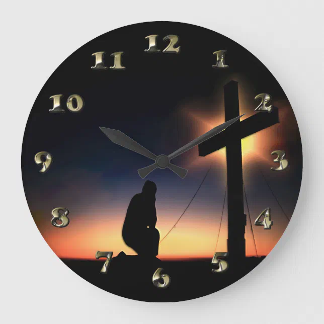 Jesus Christ Crucifixion Cross Large Clock | Zazzle