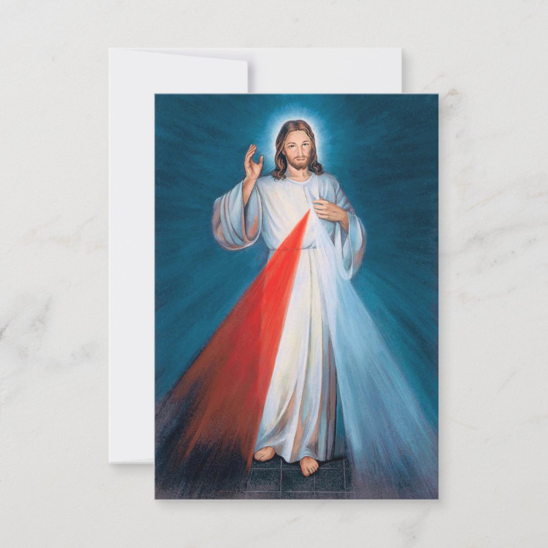 Jesus Christ Divine Mercy Sacred Heart of Jesus Thank You Card | Zazzle