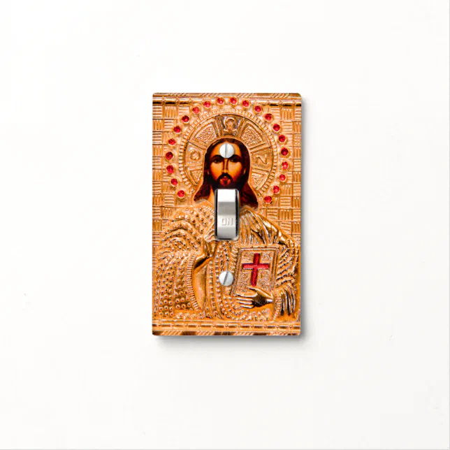 Jesus christ golden icon light switch cover | Zazzle