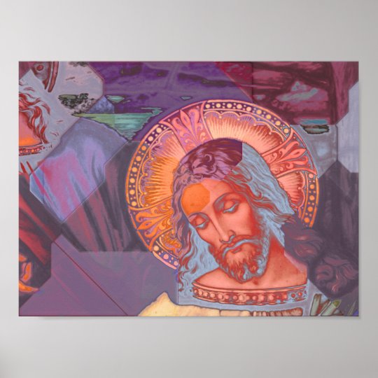 Jesus Christ Halo Color Crazy Soft Overlay White Poster | Zazzle.com