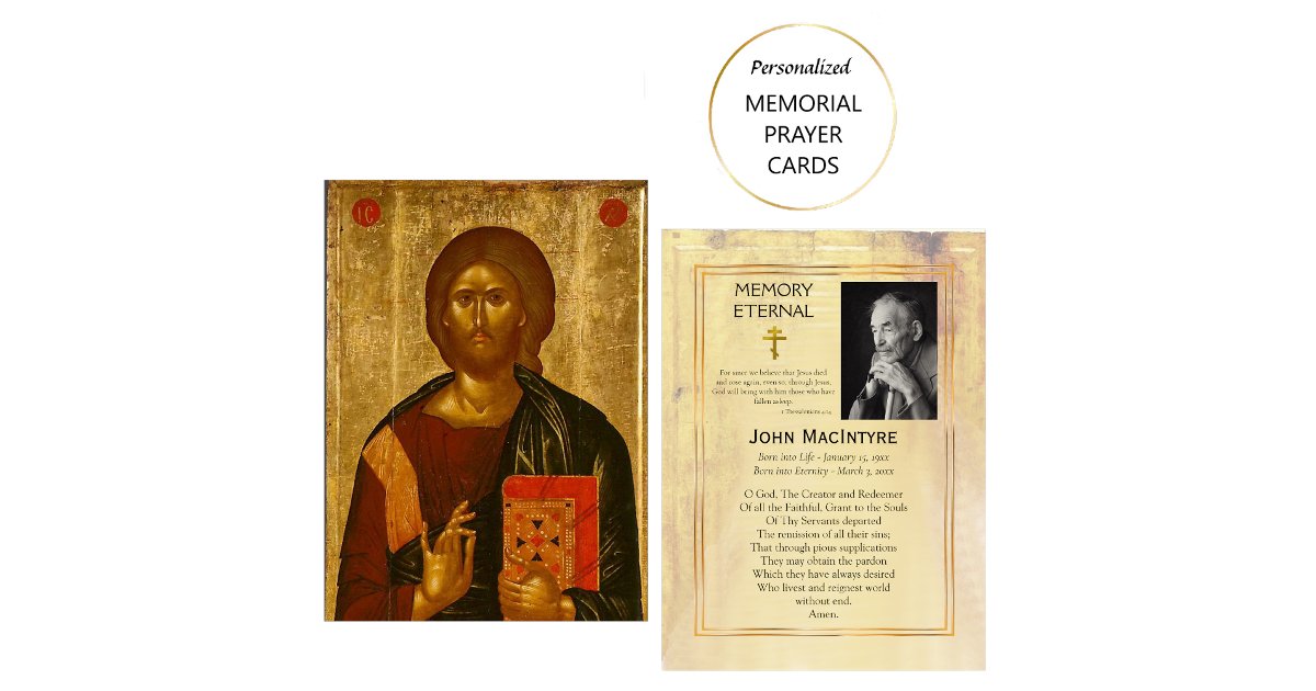 Jesus Christ Icon Memorial Prayer Card | Zazzle
