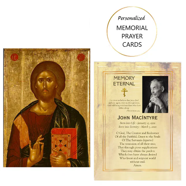 Jesus Christ Icon Memorial Prayer Card | Zazzle