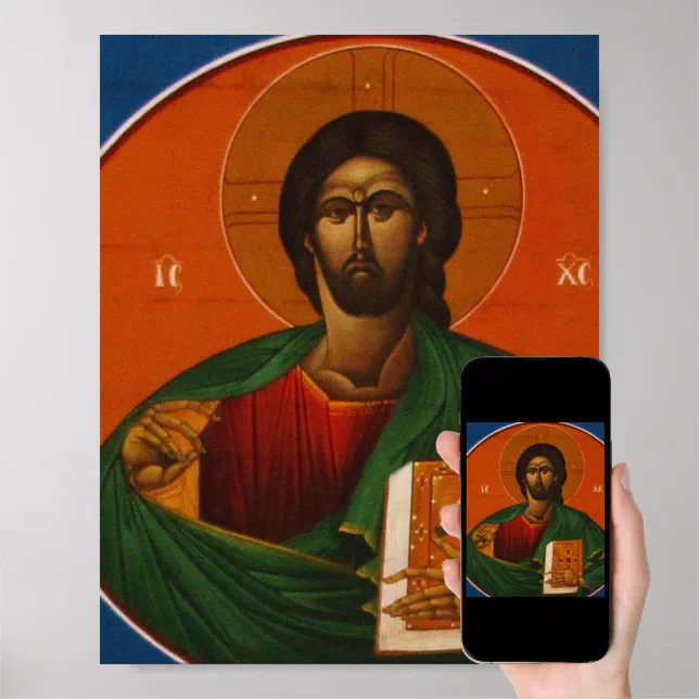 Jesus Christ Orthodox Christian Icon painting Poster | Zazzle