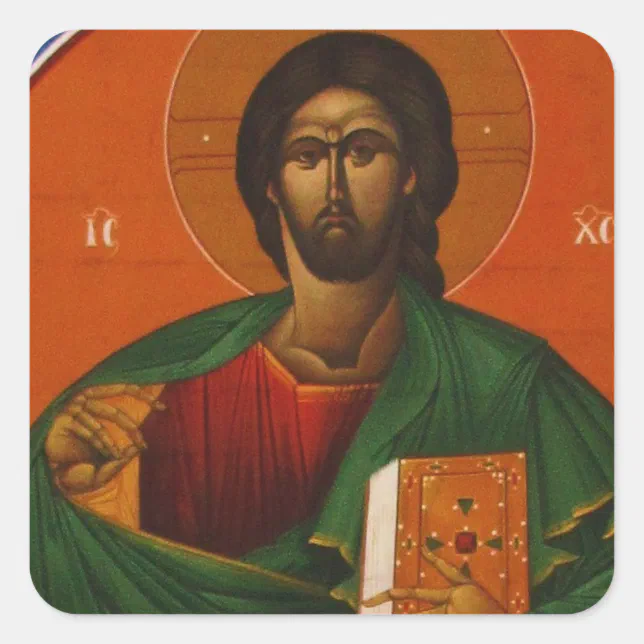 Jesus Christ Orthodox Christian Icon Square Sticker | Zazzle