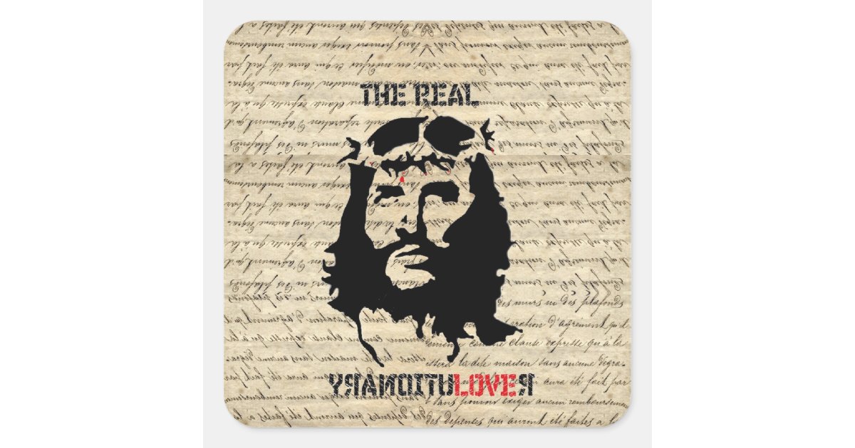 Jesus Christ revolutionary Square Sticker | Zazzle