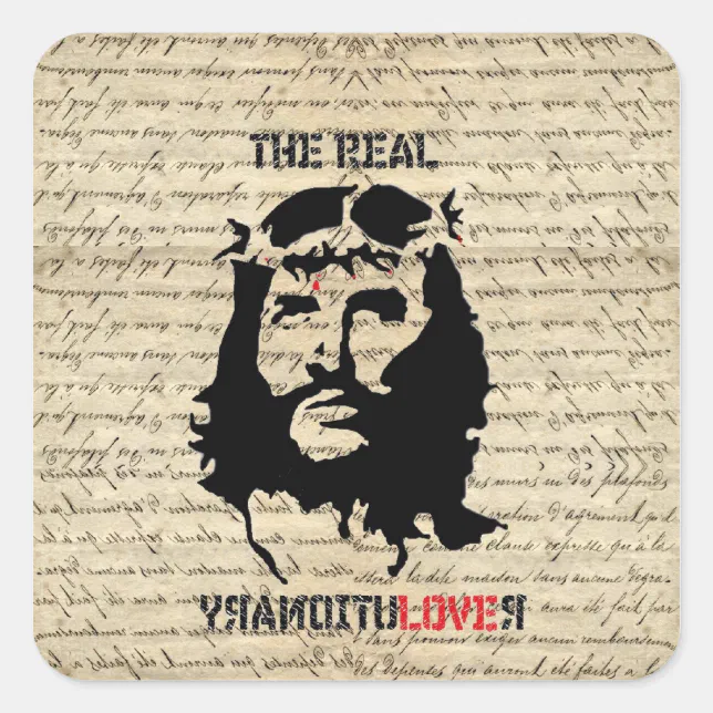 Jesus Christ revolutionary Square Sticker | Zazzle
