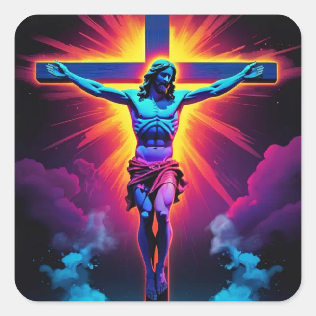 Jesus Christ’s Crucifixion 1 Square Sticker | Zazzle