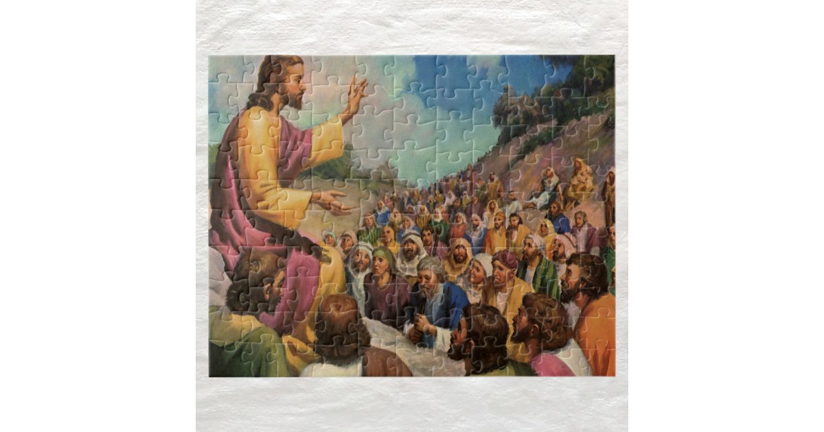 Jesus Christ Sermon on the Mount, Vintage Religion Jigsaw Puzzle | Zazzle