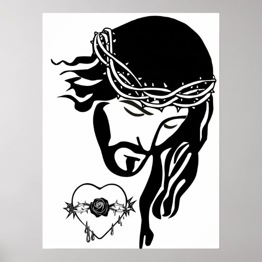 Jesus Christ Thorns Bleeding Heart Art Poster | Zazzle.com