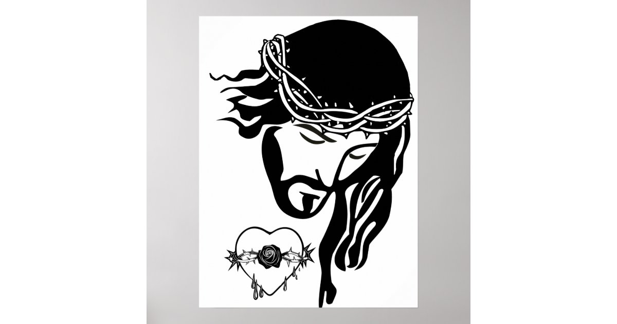 Jesus Christ Thorns Bleeding Heart Art Poster | Zazzle