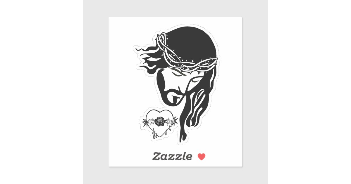 Jesus Christ Thorns Bleeding Heart Art Sticker | Zazzle