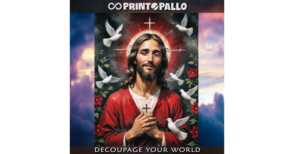 Jesus Christ with Holy Cross and Doves Tissue Paper | Zazzle