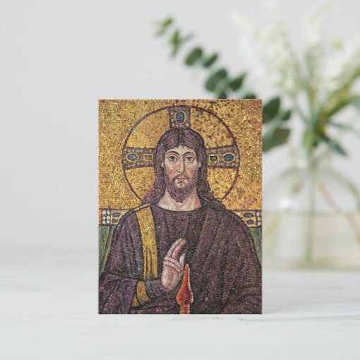 Jesus Christ with Holy Spirit Flame Mosaic Postcard | Zazzle