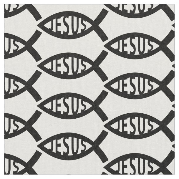 Jesus Christian Fish Pattern Fabric | Zazzle