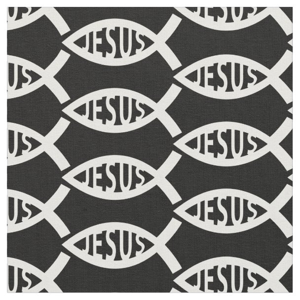 Jesus Christian Fish Pattern Fabric | Zazzle