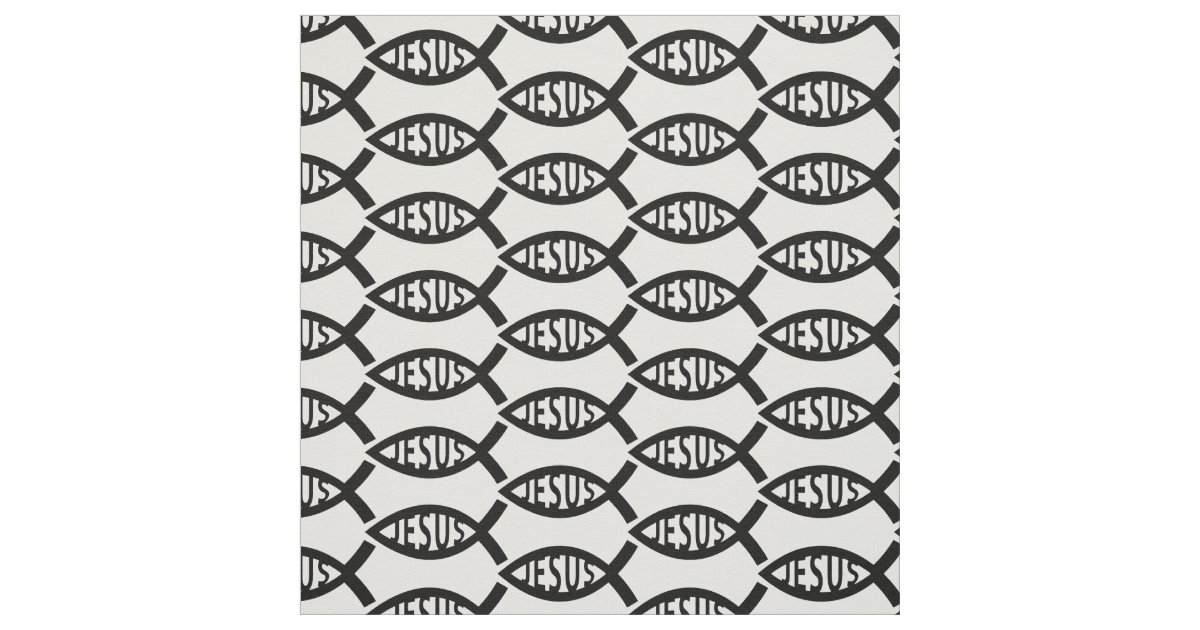 Jesus Christian Fish Pattern Fabric | Zazzle