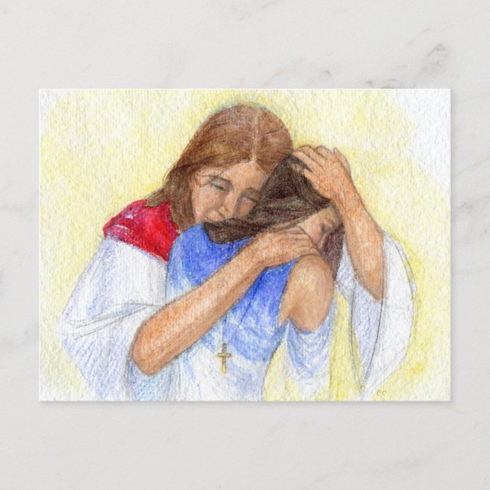 "Jesus Comforts Us." Postcard | Zazzle.com