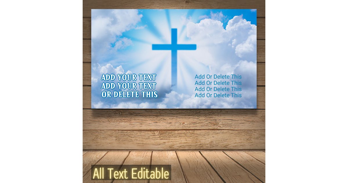 Jesus Cross White Clouds Blue Sky Beaming Easter Banner | Zazzle