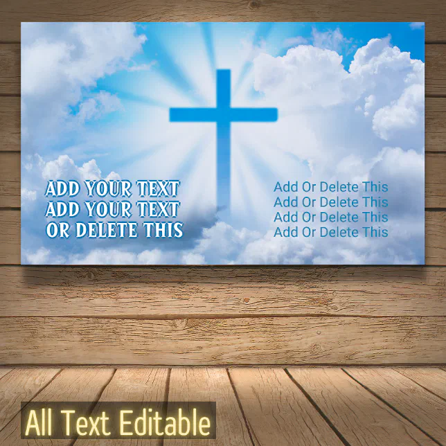 Jesus Cross White Clouds Blue Sky Beaming Easter Banner | Zazzle