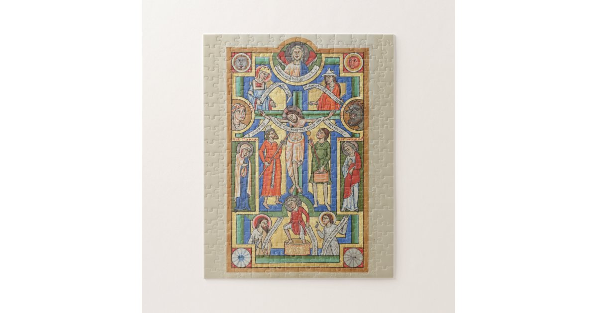 Jesus Crucified Medieval illumination Jigsaw Puzzle | Zazzle