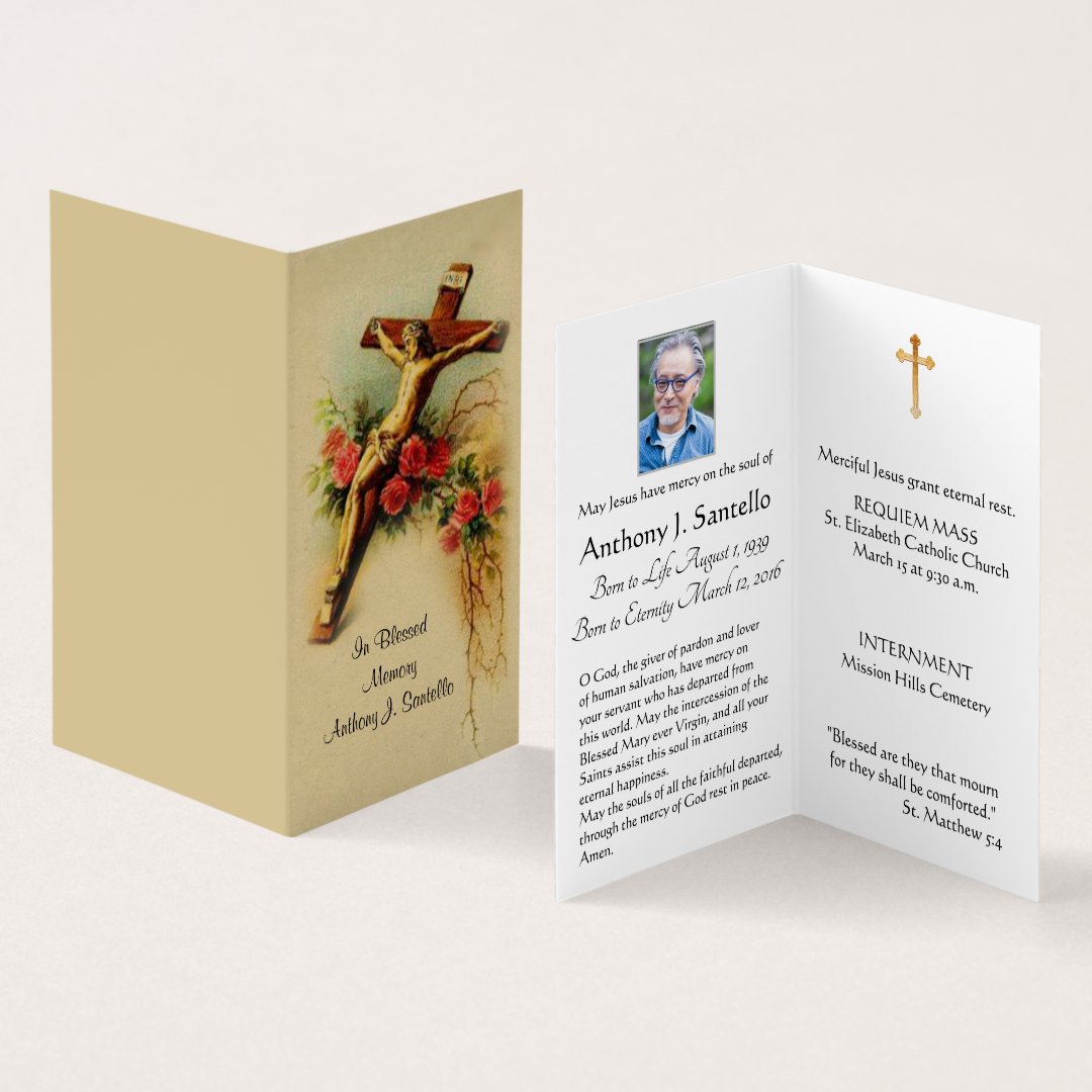 Jesus Crucifix Catholic Funeral Holy Card | Zazzle