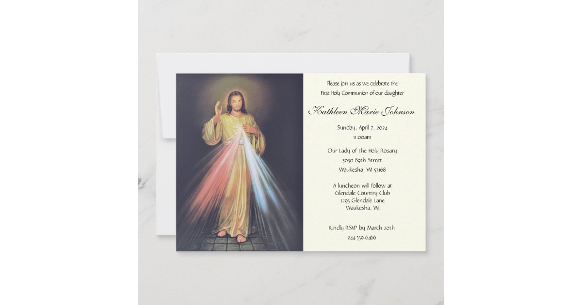 Jesus Divine Mercy First Holy Communion Invitation | Zazzle